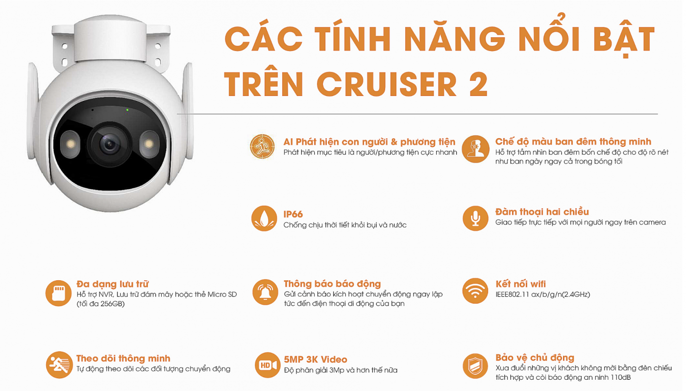 Camera wifi ngoài trời Imou Cruiser 2 độ phân giải 3K , Bảo hành 2 năm ...